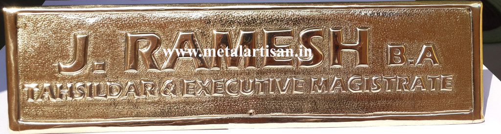 Brass Handcrafted Bilingual Desk Name Plate – Elegant & Professional ...