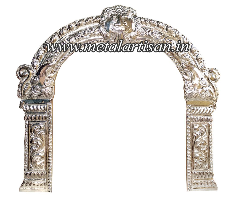 Silver Handcrafted Makara Thoranam (Prabhavali) – Divine Arch for Idols ...