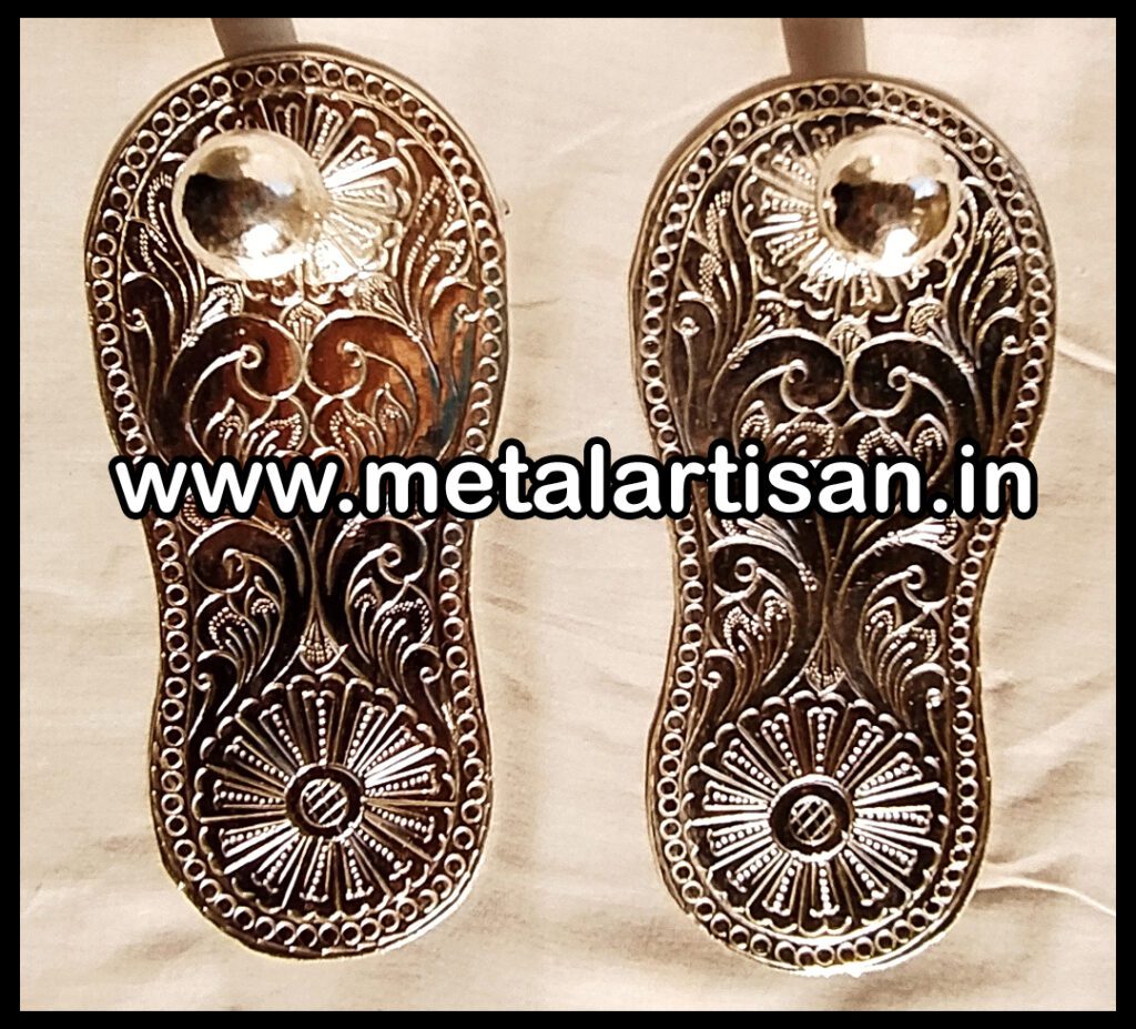 Silver Handcrafted Paduka – Sacred Footwear Symbolizing Divine ...